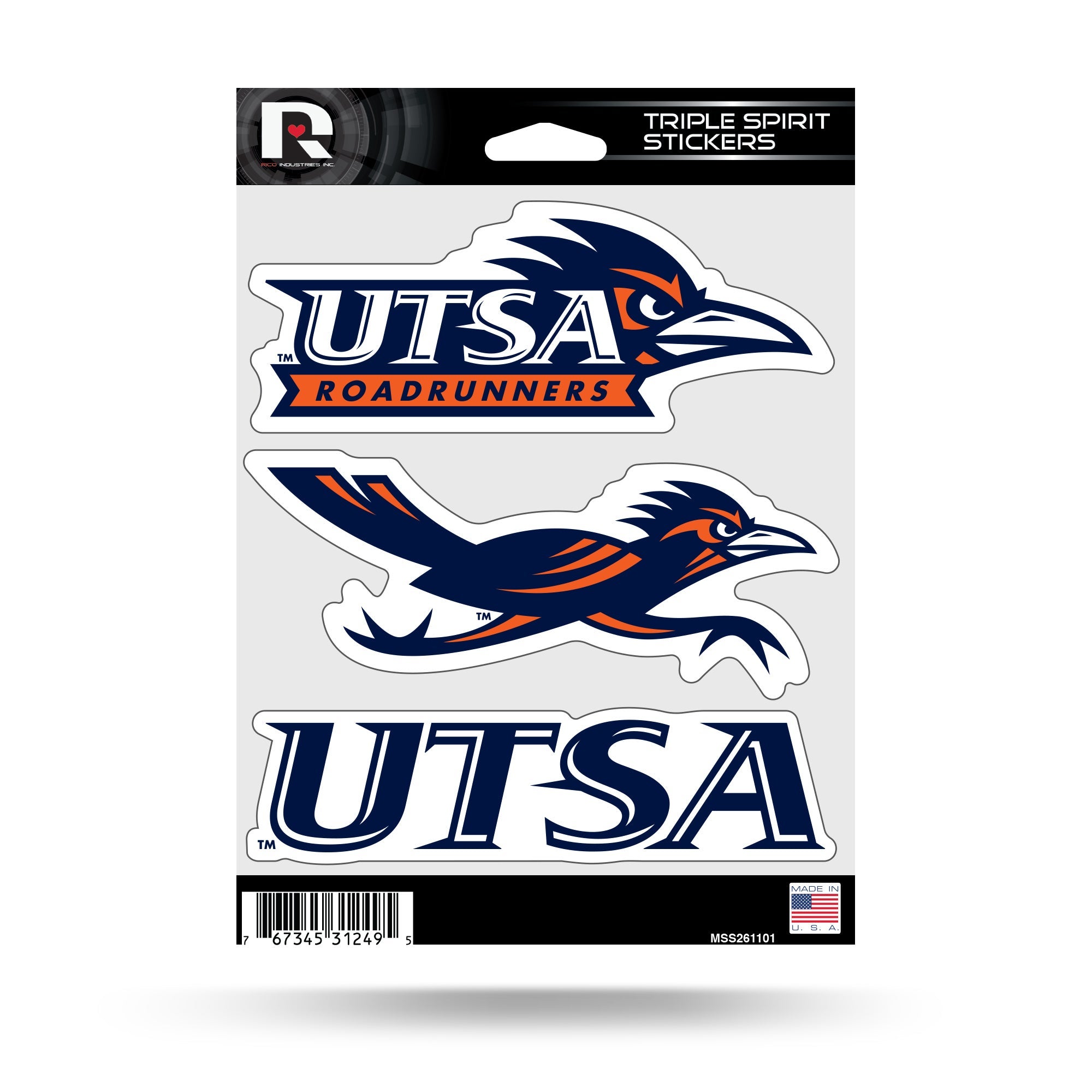 UTSA Roadrunners 3pc Decal Sheet | The Mascot Place